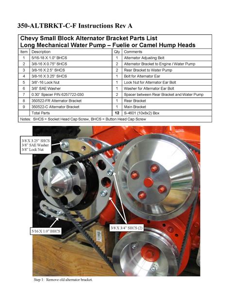 350 Altbrkt C F Alternator Bracket For Small Block Chevy With Fuelie