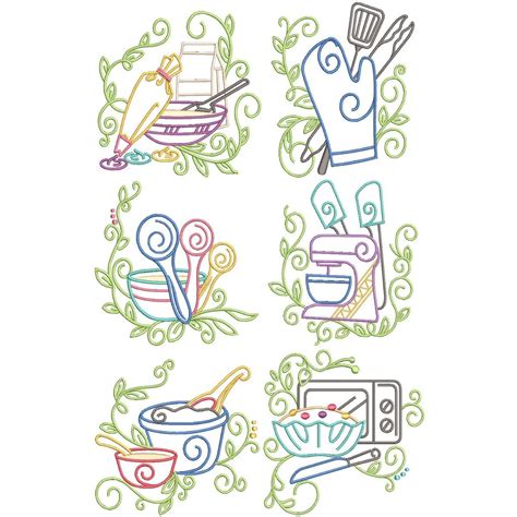 Swirly Kitchen 2 In 2025 Kitchen Embroidery Designs Machine