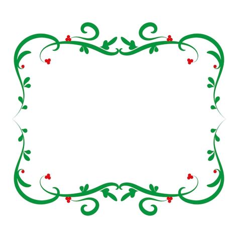 Premium Vector Decorative Green Frame With Red Berries Christmas