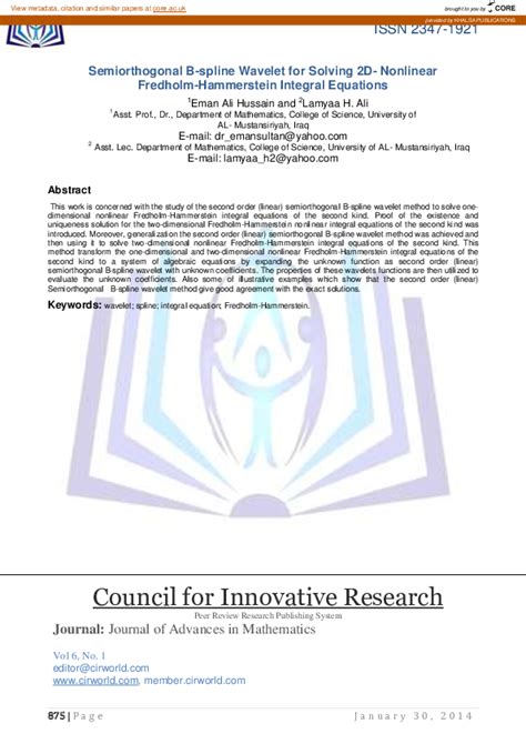 Pdf Semiorthogonal B Spline Wavelet For Solving 2d Nonlinear