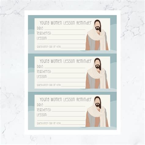 Young Women Lesson Reminder Handout Young Women Helps Class Presidency Printable Come Follow Me