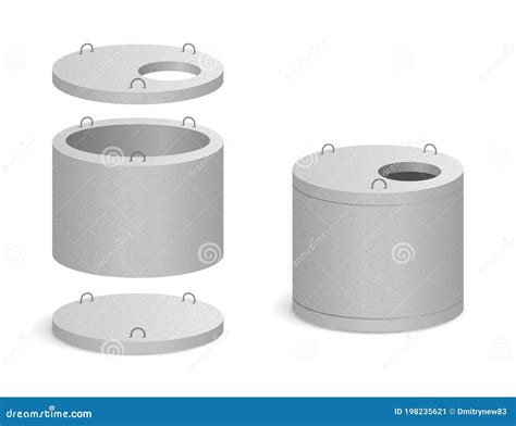 Precast Concrete Solid Block Isometric View Isolated On White