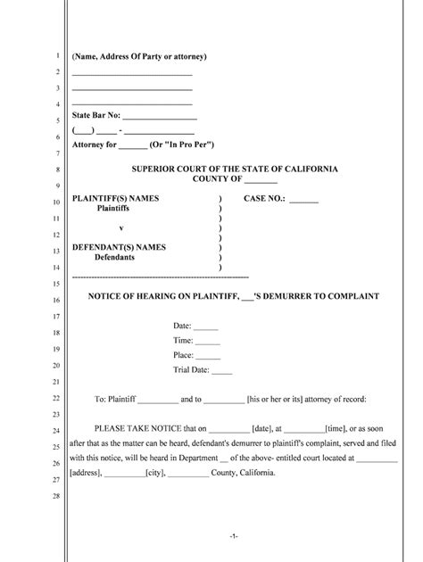 Sample California Demurrer To Eviction Complaint California Eviction