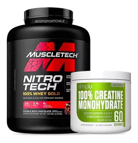 Creatina Monohidratada 300grs Nitro Tech Whey Gold 5lbs Cuotas Sin