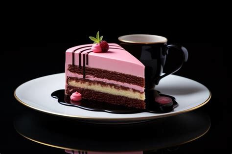 A Slice Of Cake On A Plate Premium Ai Generated Image