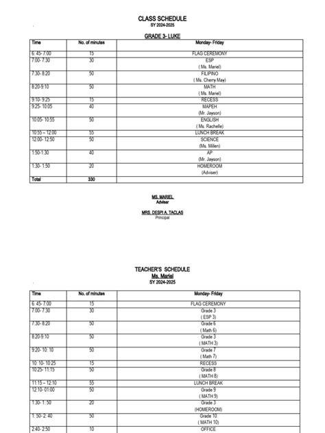 Sy 2024 2025 Class Program Bpa Pdf Schools Educational