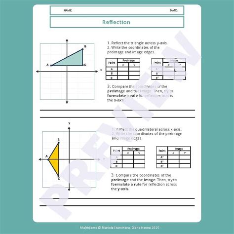 Reflections And Symmetry Worksheets — Geometry Transformations For Grades 68