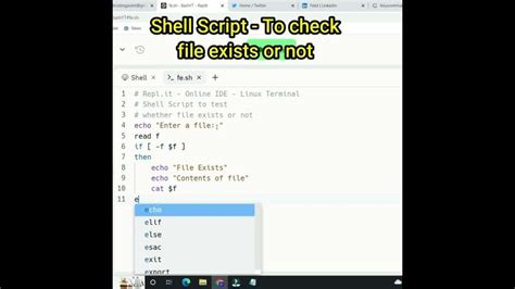 Ets Tutorial On Linkedin Shell Script For Checking File Exists Bash Script Linux Shorts