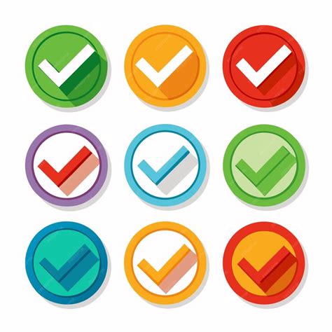 Premium Vector Colorful Check Mark Icons For Approval And Confirmation