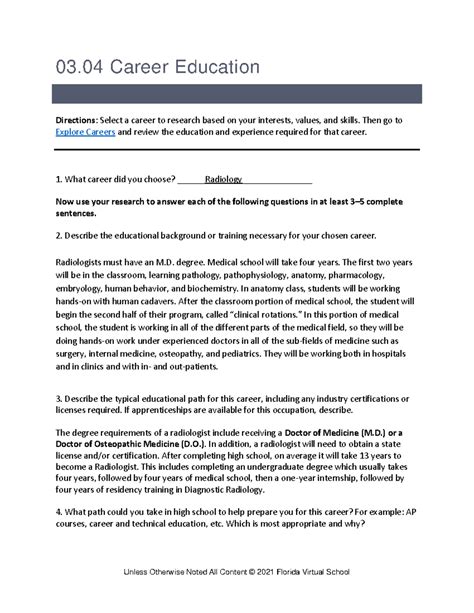 Career Education Assignment Unless Otherwise Noted All Content