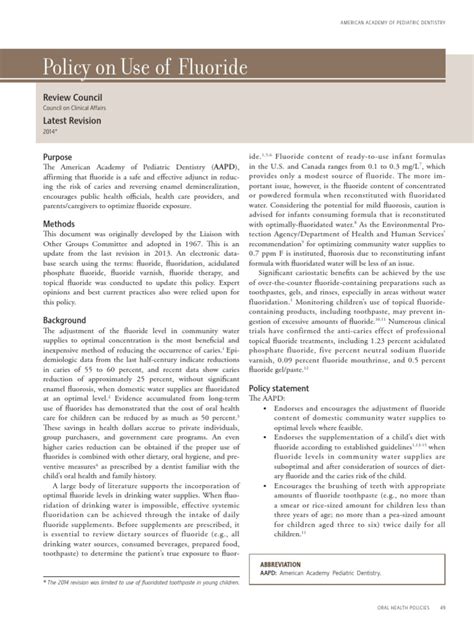 Fluoride Use Aapd Pdf Fluoride Health Sciences