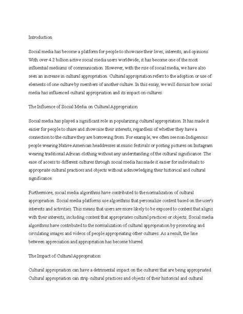 Title The Influence Of Social Media On Cultural Appropriation