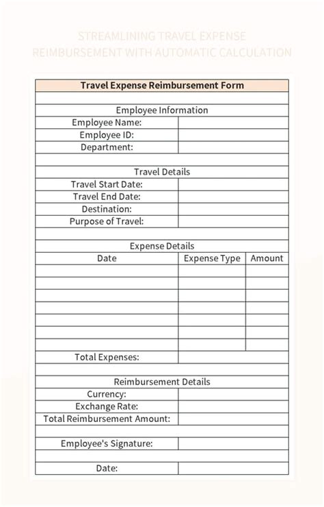 Streamlining Travel Expense Reimbursement With Automatic Calculation Excel Template And Google ...