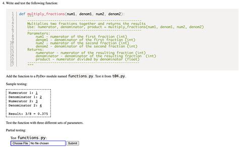Solved 4 Write And Test The Following Function Def