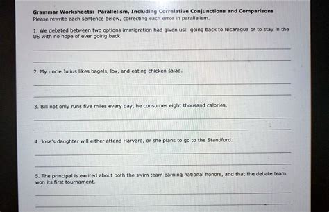 Solved Please Help Grammar Worksheets Parallelism Including Correlative Conjunctions And