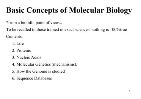 Basic Concepts Of Molecular Biology