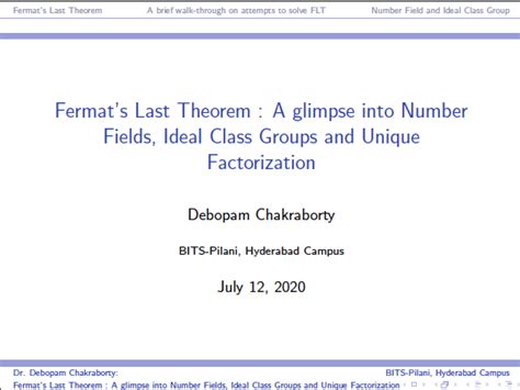 Fermat S Last Theorem And A Failure Of Unique Factorization