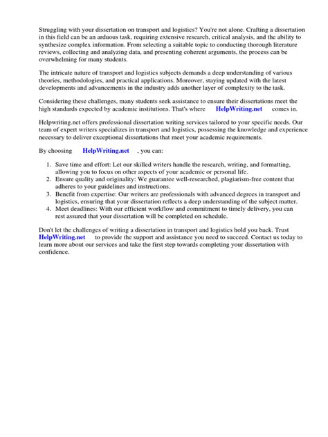 Dissertation Topics In Transport And Logistics Pdf Logistics Supply Chain Management