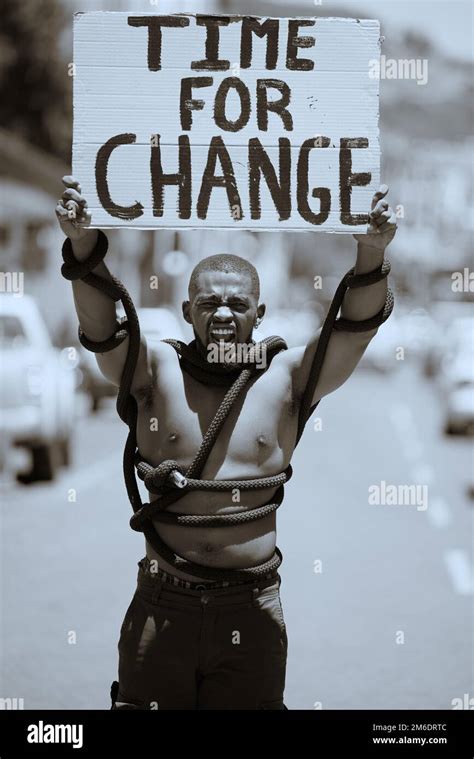 Protest City And Portrait Of A Man With A Poster Against Discrimination Racism Or Equality