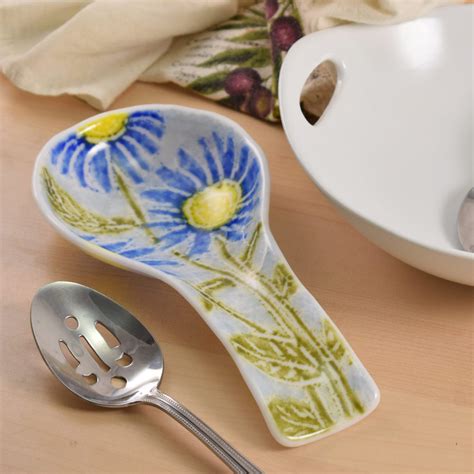 Fused Glass Floral Pattern Spoon Rests
