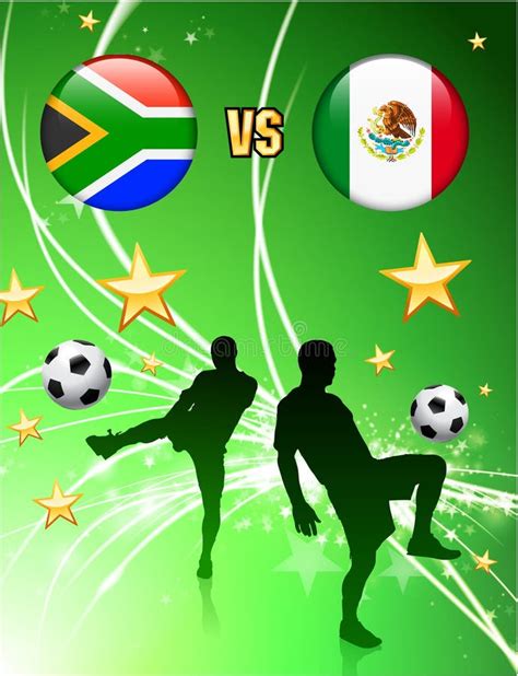 South Africa Versus Mexico On Abstract Green Stars Background Stock