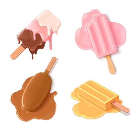 Free Vector Melted Ice Cream On Stick