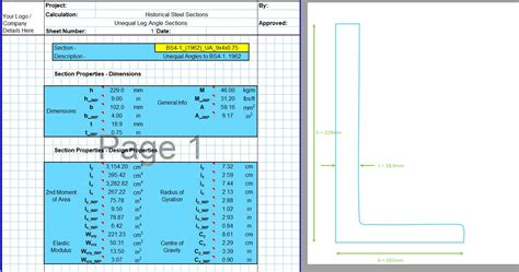 Angle Section Properties Calculator Spreadsheet Civilweb Spreadsheets