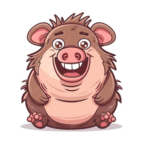 Premium Vector Cute Cartoon Hog Sitting On White Background Vector Illustration