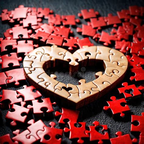 Broken Missing Pieces Of Love Romance Puzzle Shown With Jigsaw Stock