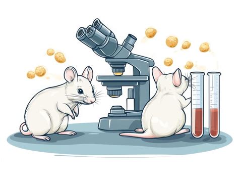 Laboratory Mice And Microscope Illustration Premium Ai Generated Image
