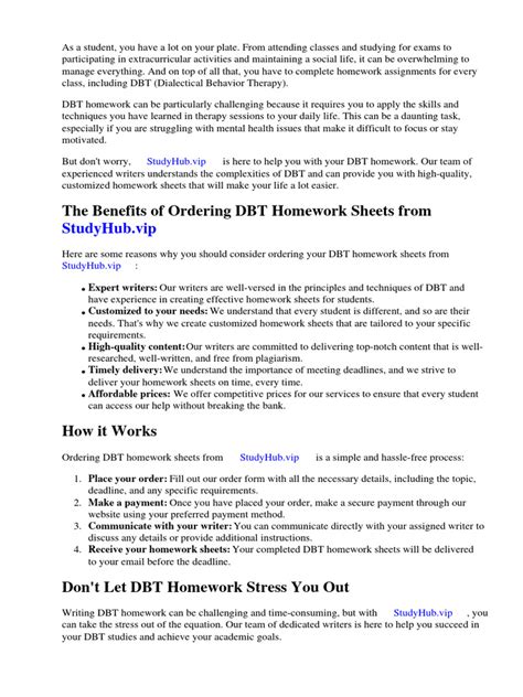 Dbt Homework Sheets Download Free Pdf Dialectical Behavior Therapy Psychotherapy