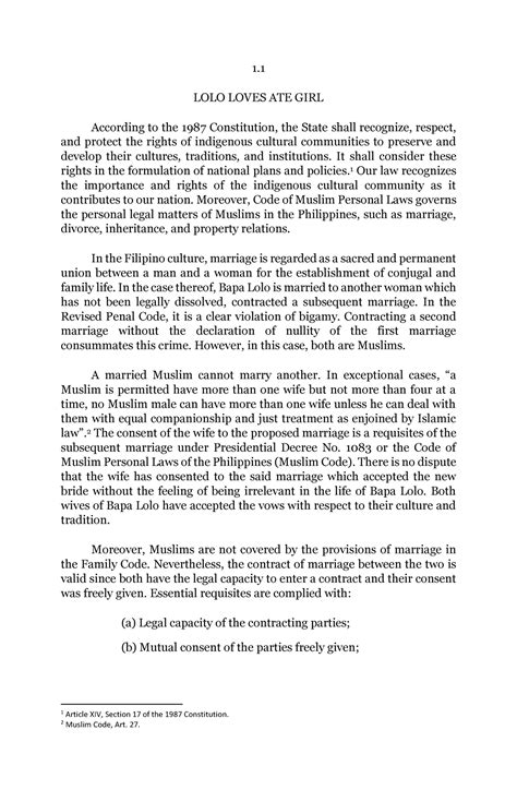 Lumibao Pfr Activity Assignment 1 Lolo Loves Ate Girl According To