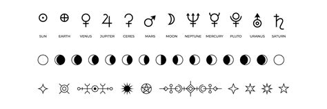 Premium Vector Moon Phases Icons Black And White Symbols Of Solar