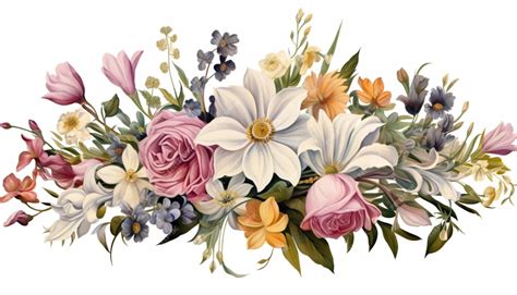 Premium Photo Botanical Illustration Beautiful Flowers Bouquet Floral
