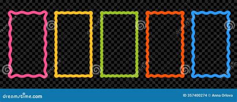 Colored Rectangle Frames With Scallop Edges Set Squiggle Photo Borders