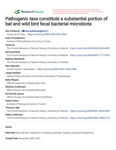 Pdf Pathogenic Taxa Constitute A Substantial Portion Of Bat And Wild