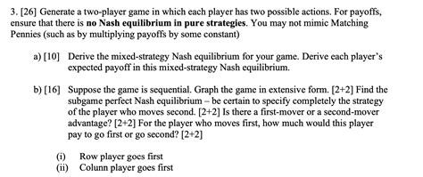 Solved Generate A Two Player Game In Which Each Player Chegg