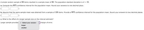 solved a simple random sample of 60 items resulted in a
