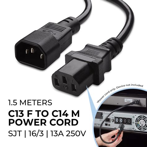 Power Cord C13 Female To C14 Male 15 Meters 13a 250v 163 Sjt Wire 1