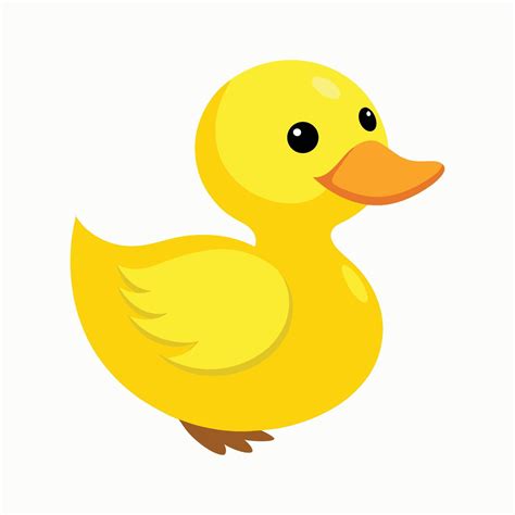 Cute Cartoon Yellow Duck Facing Right On White Background 60244692