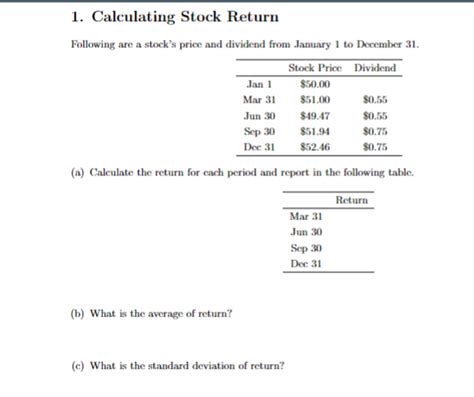 Solved Calculating Stock Return Following Are A Stock S Chegg