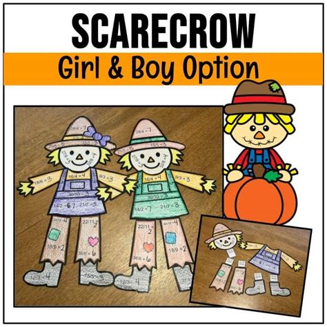 Scarecrow Division Math Fall Craft October November Bulleting Board
