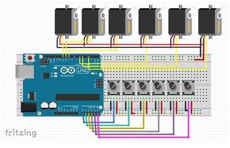 Arduino brazo robótico controlado Paso Diagrama y circuitos askix