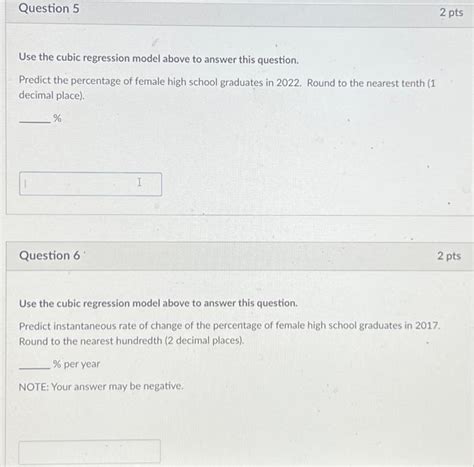 Solved Use The Cubic Regression Model Above To Answer This