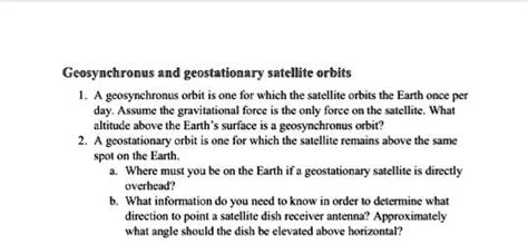 Solvedgeusynchronus And Geostationary Satellite Orbits Geosynchronus Orbit Is One For Which The Solvedgeusynchronus And Geostationary Satellite Orbits Geosynchronus Orbit Is One For Which The
