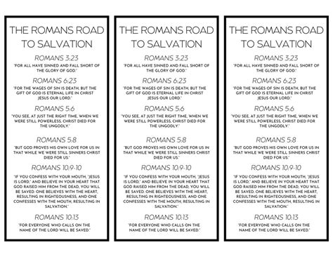 Minimalist Romans Road To Salvation Bookmark Pamphlet Etsy
