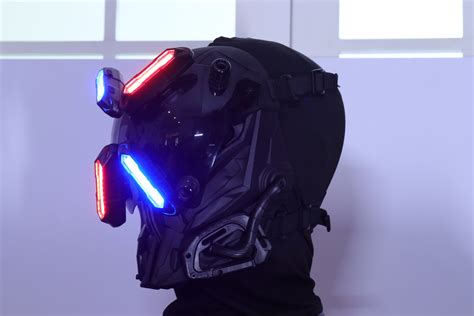 Futuristic Cyberpunk Mask Demons Punk Helmet With Four Light Luminous