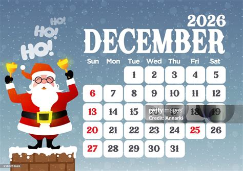 December 2026 Calendar With Santa Claus High Res Vector Graphic Getty