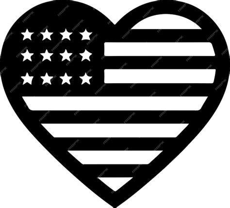 Premium Vector Minimal Heart Shape With Us Flag Vector Logo Icon Flat