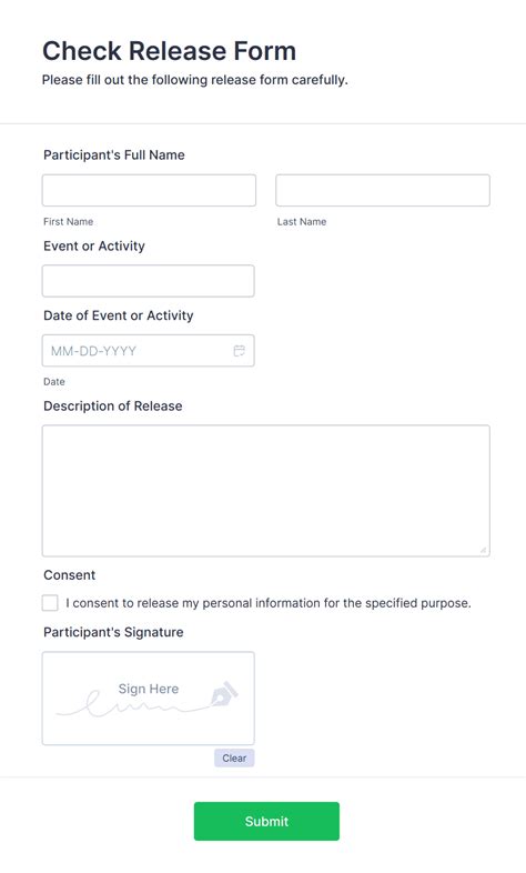 Check Release Form Template Jotform